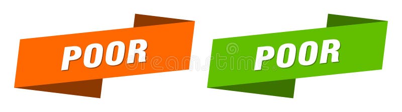 Poor Banner. Poor Ribbon Label Sign Set Stock Vector - Illustration of ...