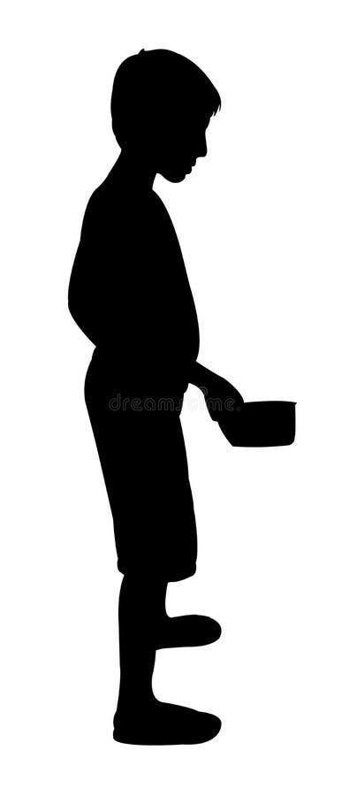 A Poor Begger Boy Silhouette Vector Stock Vector - Illustration of ...