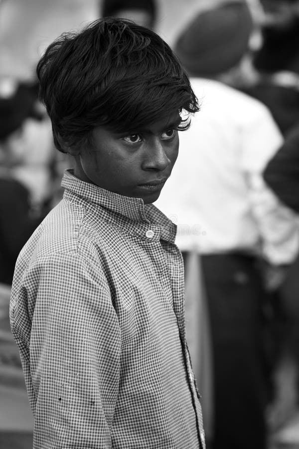 A Poor Boy Looks with Hope, India Editorial Image - Image of compassion ...