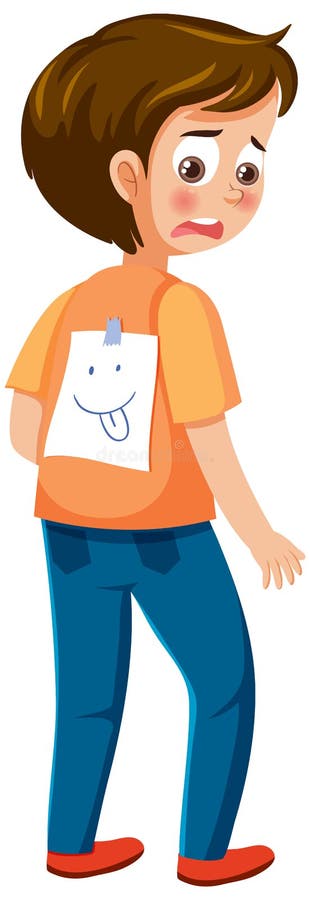 Poor Boy Sticky Note on His Back Stock Vector - Illustration of ...