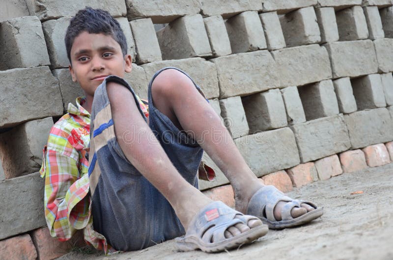 A Poor Child Boy Working in a Bricks Factory Editorial Photo - Image of ...