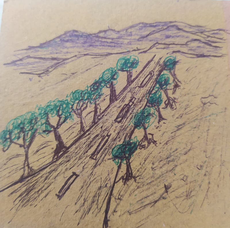 Poor Drawing Simple on the Brown Papper Stock Illustration ...