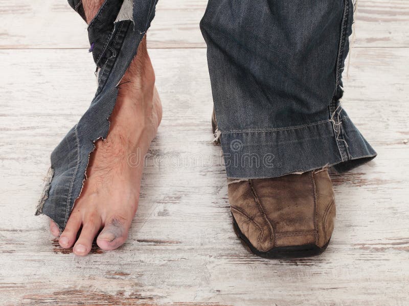 Poor Feets of a Caucasian Homeless Man Stock Image - Image of alone ...