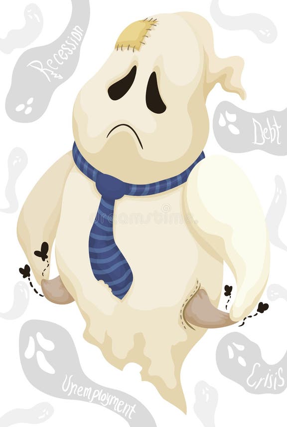 Poor Ghost with Empty Pockets Pestered with Economic Crisis, Vector ...