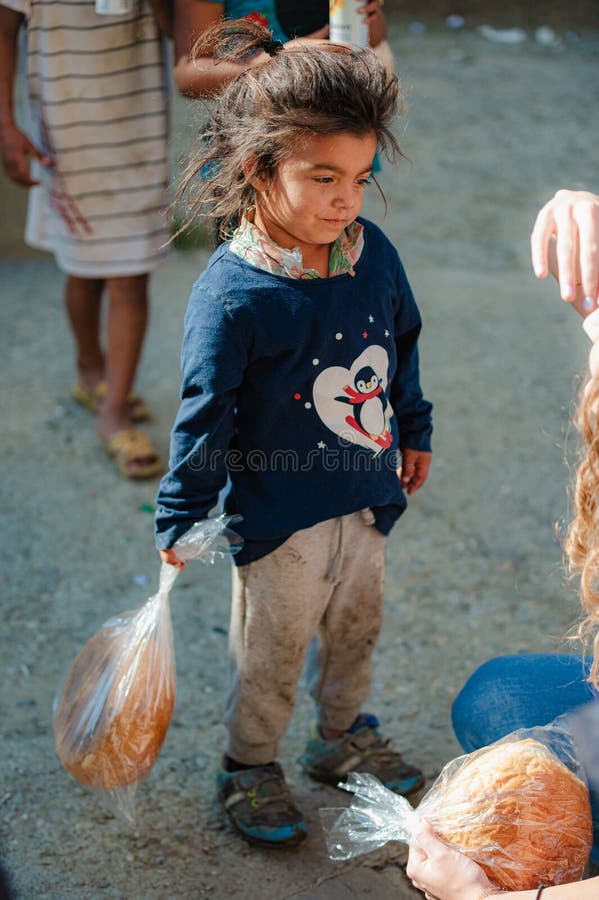 Poor Gypsy Kids Getting Bread from Volunteers Editorial Stock Photo ...