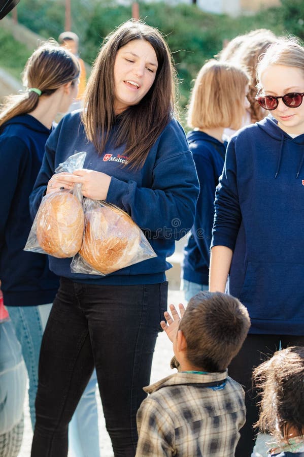 Poor Gypsy Kids Getting Bread from Volunteers Editorial Photography ...