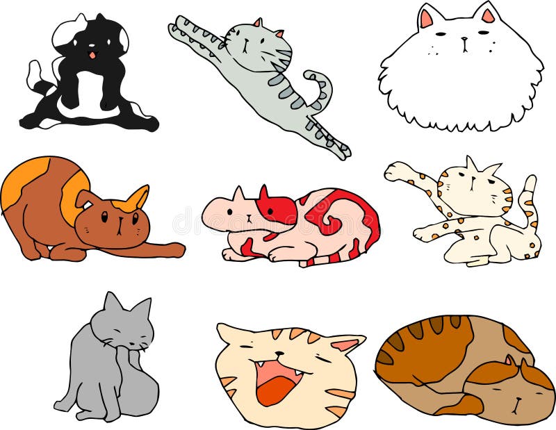 Poor Hand-painted Cute Cat Illustration Set Stock Vector - Illustration ...