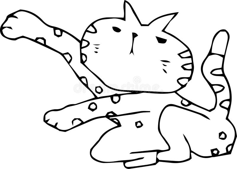 Poor Hand-painted Cute Cat Outline Illustration Stock Vector ...