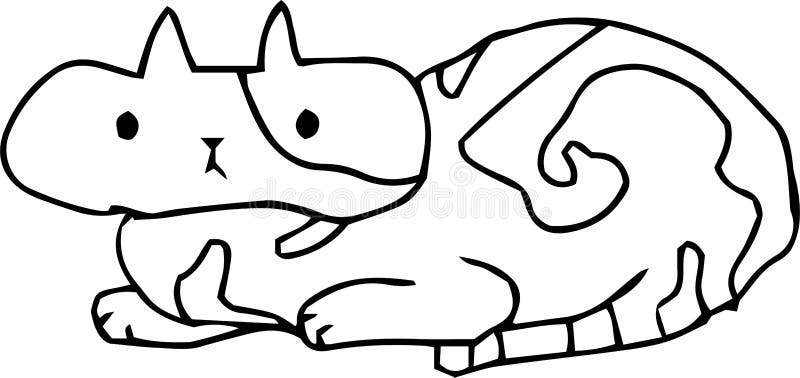 Poor Hand-painted Cute Cat Outline Illustration Stock Vector ...