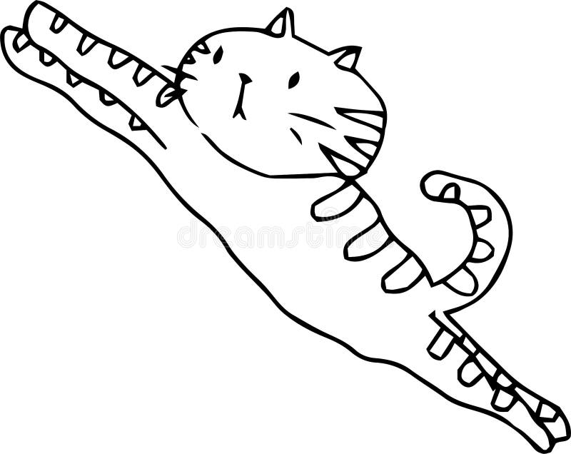 Poor Hand-painted Cute Cat Outline Illustration Stock Vector ...
