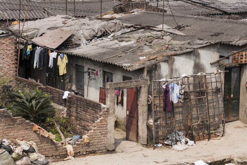 Poor Housing in Central Hanoi. Stock Photo - Image of laundry, cart ...