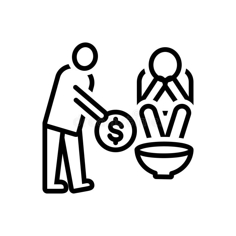 Black Line Icon for Poor, Indigent and Poverty Stock Illustration ...