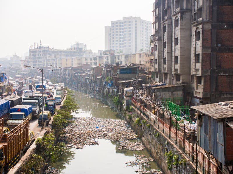 Poor and Impoverished Slums of Dharavi in the City of Mumbai. Stock ...