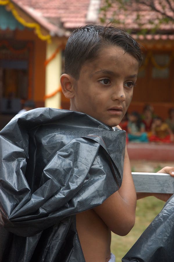 Poor Indian Young Boy Closeup Editorial Photography - Image of color ...