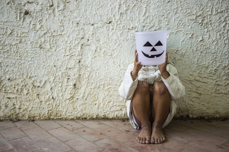 Poor Kid Waiting for Halloween Candy Stock Photo - Image of happy ...