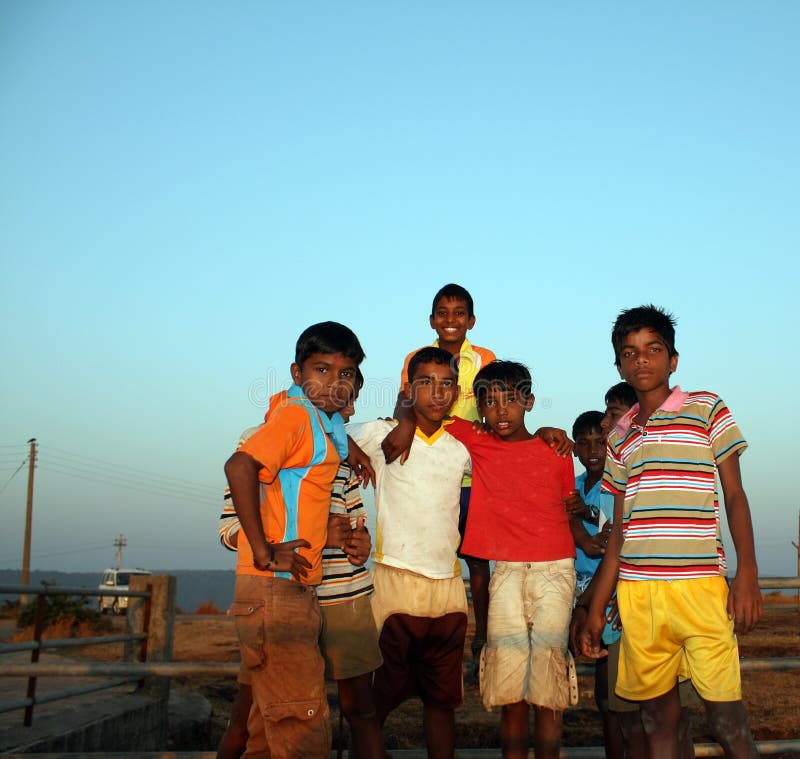 Poor kids enjoying editorial stock image. Image of indian - 74720634