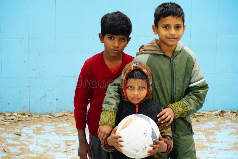 Poor Kids in India Group Image Editorial Image - Image of emotion, girl ...