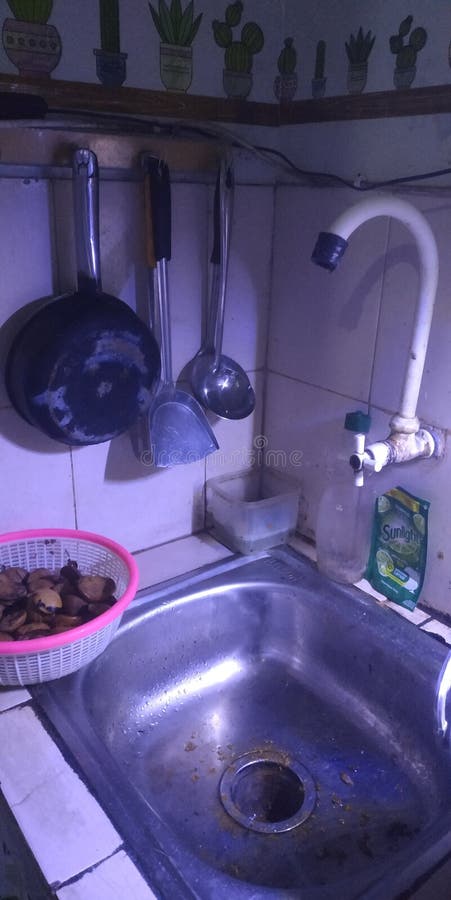 Poor kitchen dark editorial image. Image of tapwater - 373151100