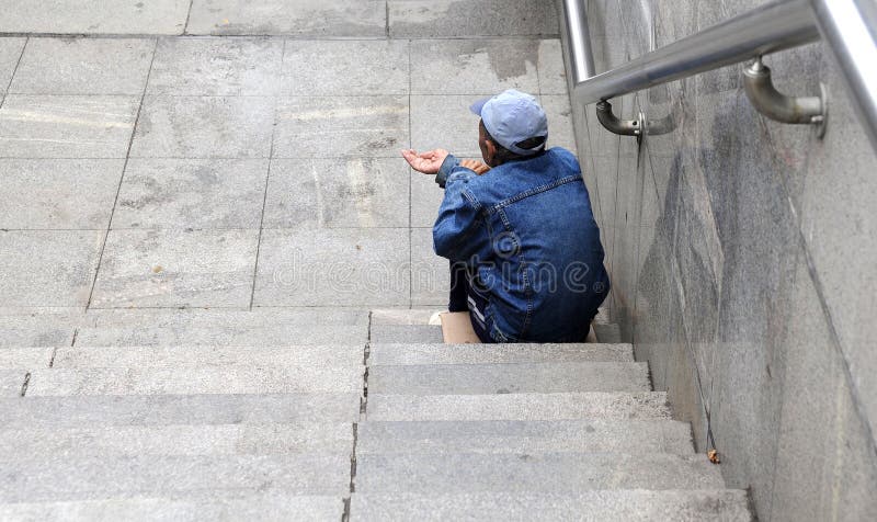 Poor Man Begging on the Street Editorial Stock Photo - Image of help ...