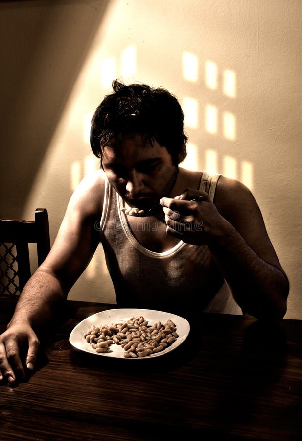 Poor Man Eating stock image. Image of humanity, baton - 17764019