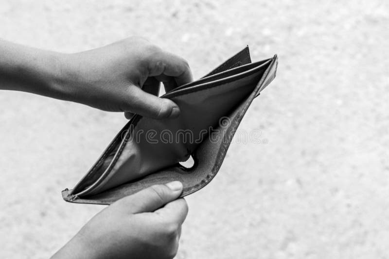 Poor Man Hand Open an Empty Wallet Isolated on White Background ...