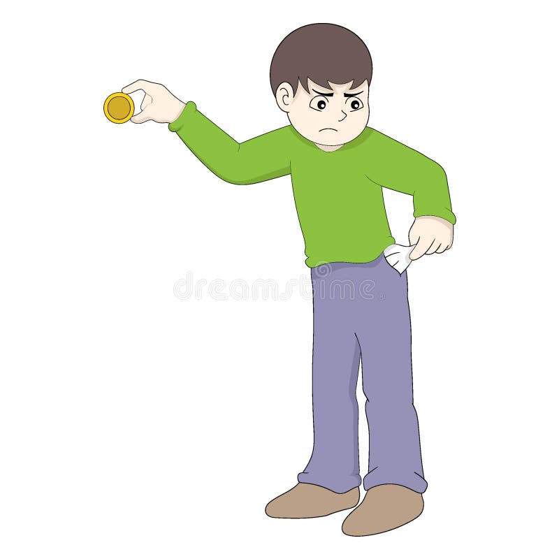 Poor Man is Having Financial Difficulties Stock Vector - Illustration ...
