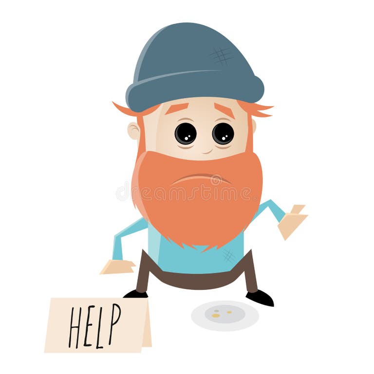 Poor man needs help stock vector. Illustration of comic - 94076209