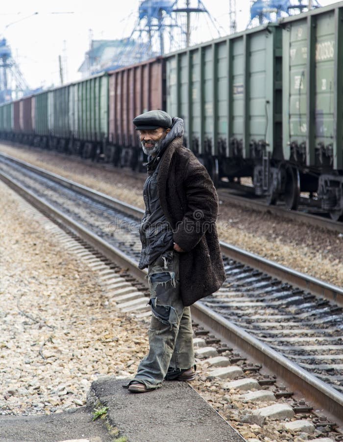 Poor Man in the Railway Station,russian Federation Editorial Stock ...