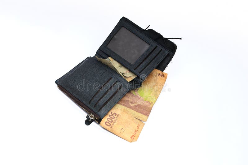 A Poor Man S Wallet with IDR 5000 Torn and Folded Money Stock Image ...