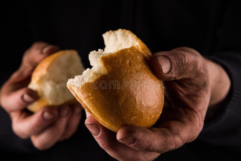 Poor Man Sharing Bread, Helping Hand Concept Stock Video - Video of ...