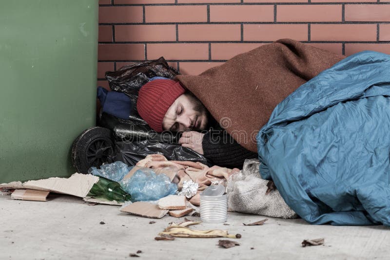 Poor Man Sleeping on the Street Stock Image - Image of poor, lost: 40996391