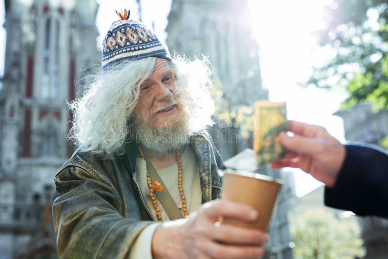 Poor Man Suffering from Hunger Feeling Relieved Stock Photo - Image of ...