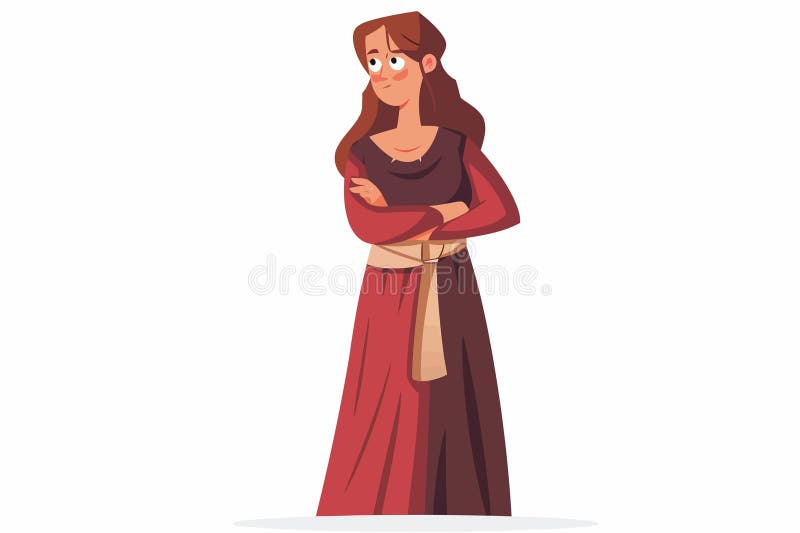 Poor Medieval Woman Isolated Illustration Stock Vector - Illustration ...