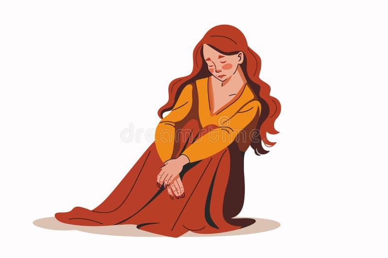 Poor Medieval Woman Isolated Illustration Stock Vector - Illustration ...
