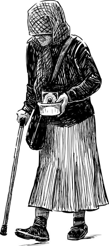 Poor old woman stock vector. Illustration of sketch, senior - 43712246