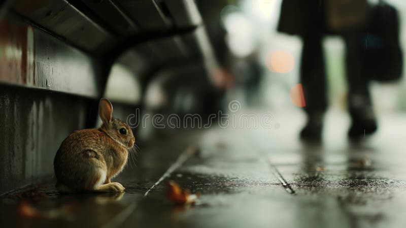 Poor Rabbit Stand Alone after Rain Stock Photo - Image of young ...