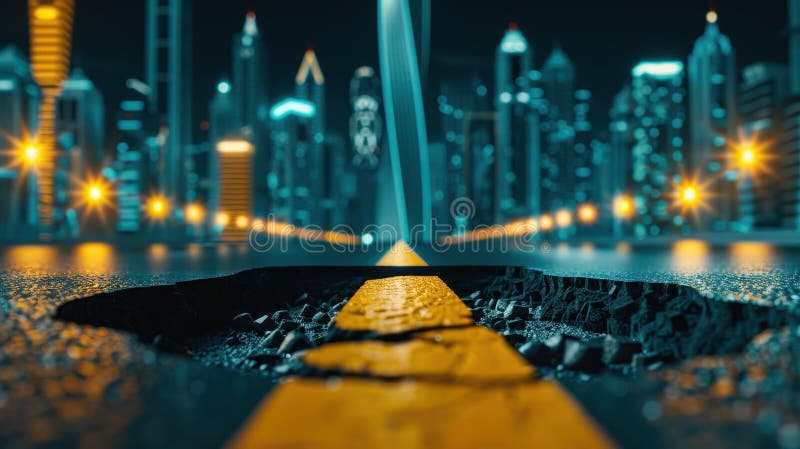 Poor Road Conditions with Deep Potholes and Damaged Asphalt Create a ...