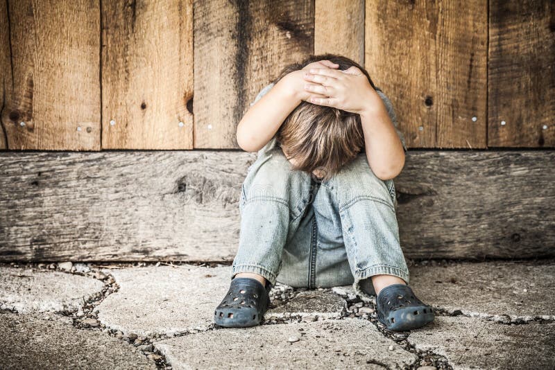 Sad Homeless Boy stock image. Image of human, person - 145572931