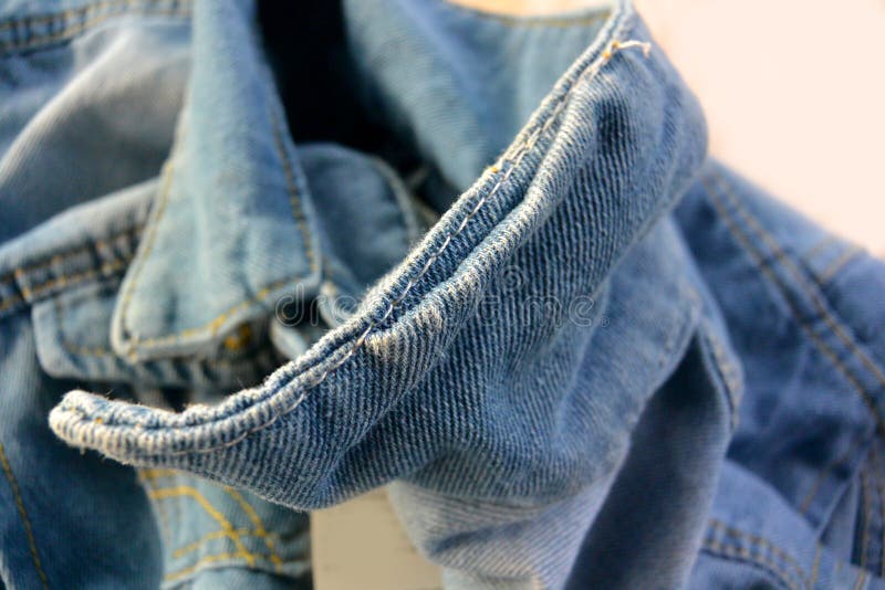 Poor Seam Quality on a Denim Jacket. Bad Work Stock Image - Image of ...