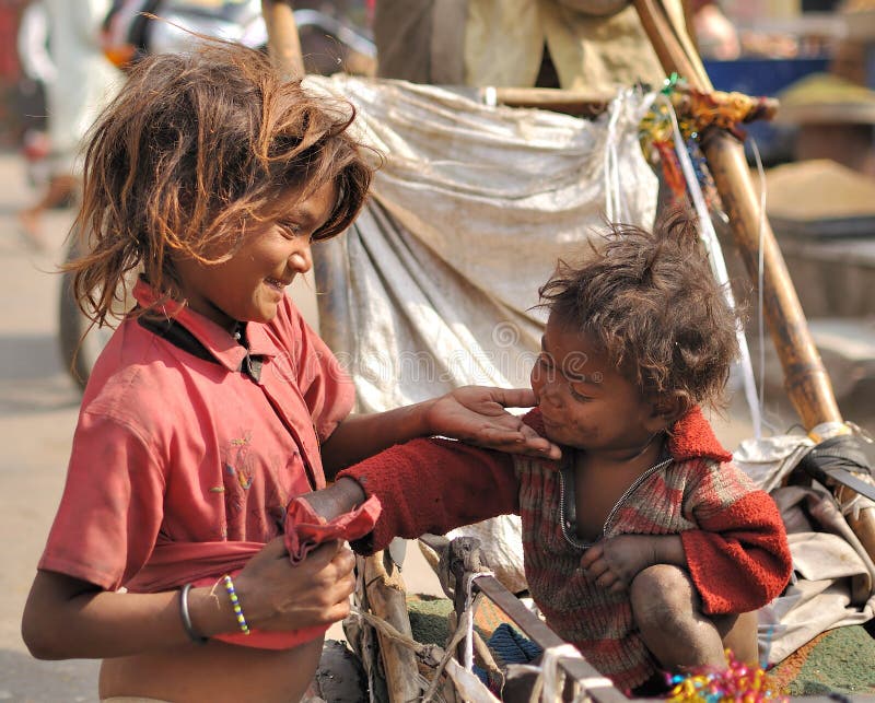 Poor Siblings in the Streets of Jaipur. Editorial Stock Photo - Image ...