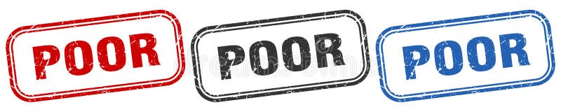 Poor Square Isolated Sign Set. Poor Stamp Stock Vector - Illustration ...