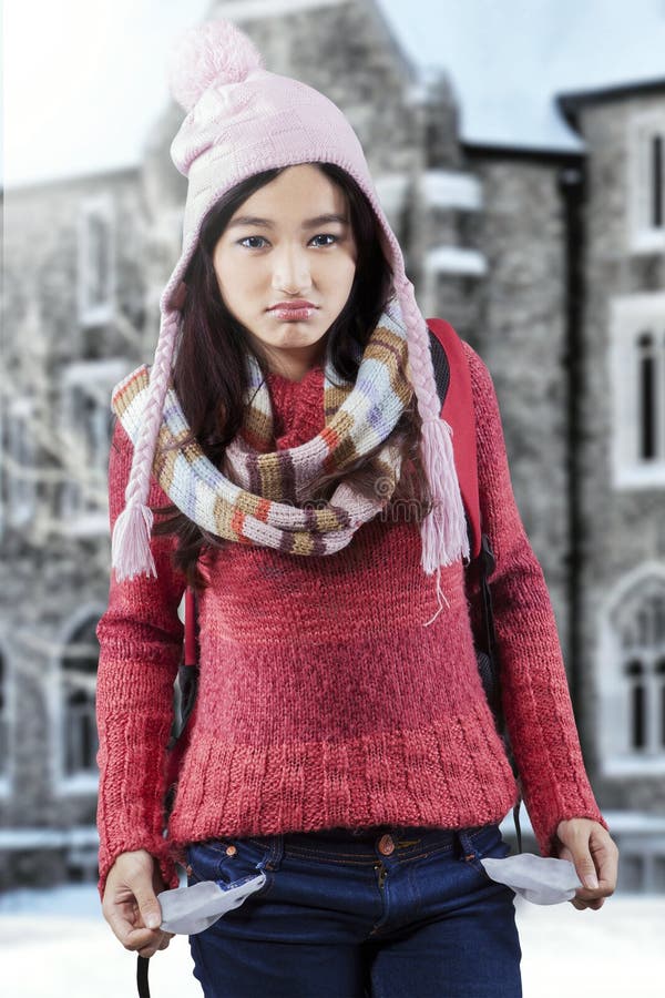 Poor Student with Empty Pockets at School Stock Photo - Image of ...