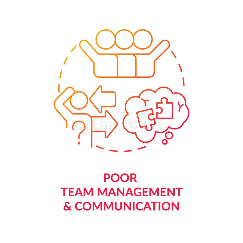 Poor Team Management and Communication Red Gradient Concept Icon Stock ...