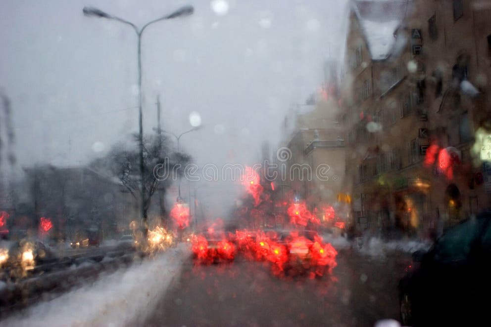 Poor Visibility through the Windshield in Rain and Snow, Munich Stock ...