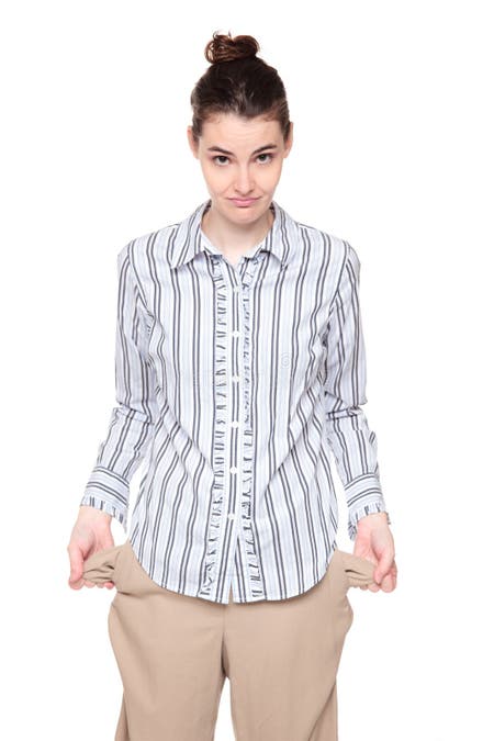 Poor - Woman with Turned Out Pockets Stock Photo - Image of woman ...