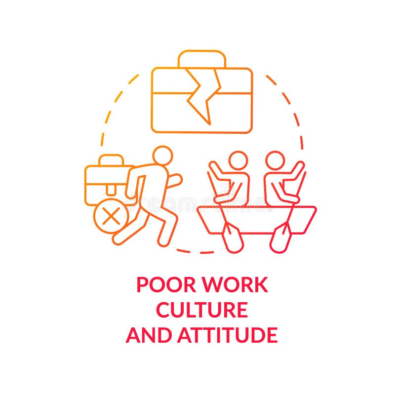 Poor Work Culture and Attitude Red Gradient Concept Icon Stock Vector ...
