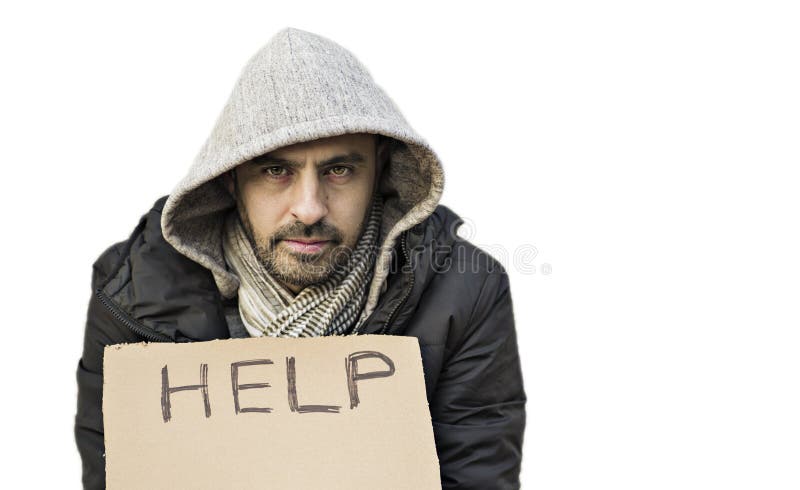 Poor Young Guy Cardboard Sign Seeking Help Stock Photos - Free ...
