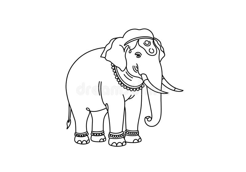 Indian Elephant Outline Simple Sketch Stock Illustrations – 319 Indian ...