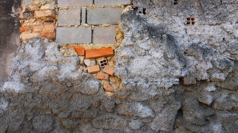 Poorly Constructed Wall of Cement and Bricks Stock Image - Image of ...