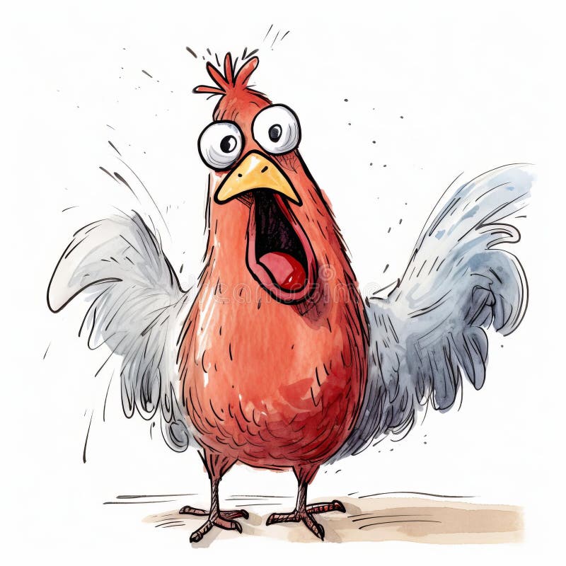Poorly Drawn Cartoon Sketch of a Chicken on White Stock Illustration ...